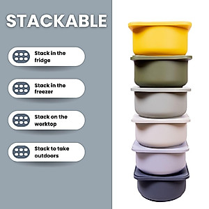 Babadoh Pizza Dough Proofing Silicone Containers with Lids | Pizza Making Accessories | Set of 6 | Multi Blue (2 Dough, 2 Smoke, 2 Steel) | Original Size (make 12" Pizzas)