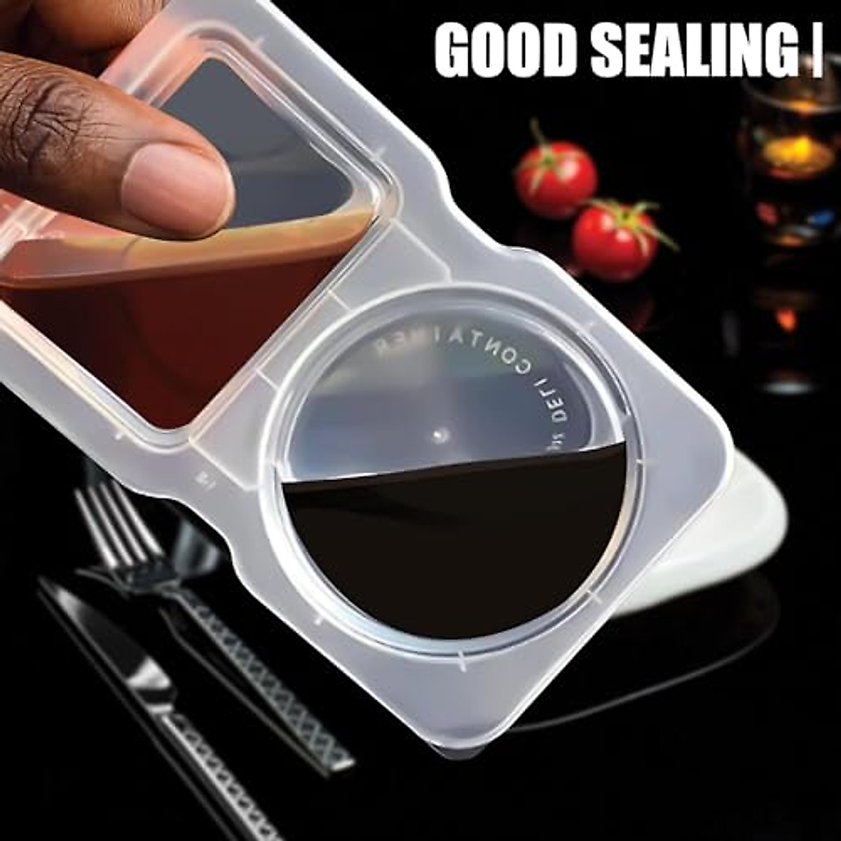 30PCS Double Compartment Condiment Containers with Lids, Portable Reusable Sauce Container Dressing Containers with Lids for Dip, Condiment, Sauce, Sampling and Travel Snacks