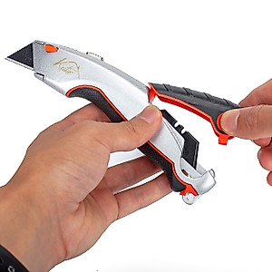 Utility Knife by Kutir (Set of 2) - Retractable Razor Knife Set, Self Loading Replaceable Extra Blades - Box Cutter with Locking Razor Knife, Opens Package