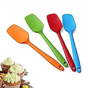 TANOOS Spatula Spatula, household kitchen, heat-resistant silicone spoon spatula, multi-color options (4 * 20cm) kitchen baking utensils (Color : C)