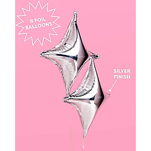 xo, Fetti Silver Sparkle Foil Birthday Balloon - 6 pc | Bday Party Decorations, Bachelorette, Anniversary, Graduation