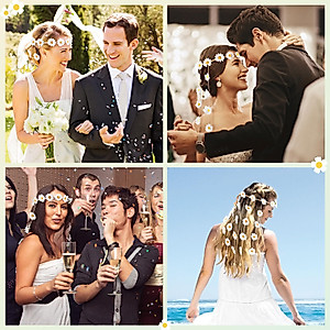 DOCILA Floral Headbands For Women White Daisy Flower Hairbands Boho 60s 70s Hippie Accessories Fairy Crown Party Costume Outfits Headdress