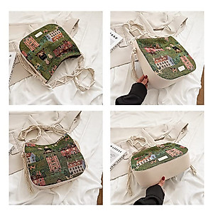 women aesthetic hippie cute tote bag canvas green shoulder bag small kawaii side crossbody bag satchel purse bags for school