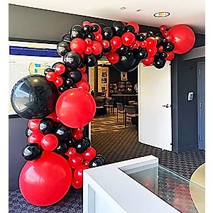 Red Black Balloon Arch Garland Kit-120pcs Red Black Balloons Setup for Baby Shower, Bridal Shower, Birthday Party, Celebrations, Aniversary