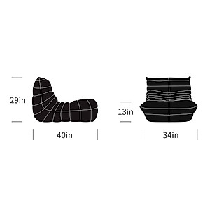 1inchome Fireside Chair, Soft Suede Lounge Chair Lazy Floor Sofa Accent Bean Bag Couch for Living Room Corner Chair Bedroom Salon Office