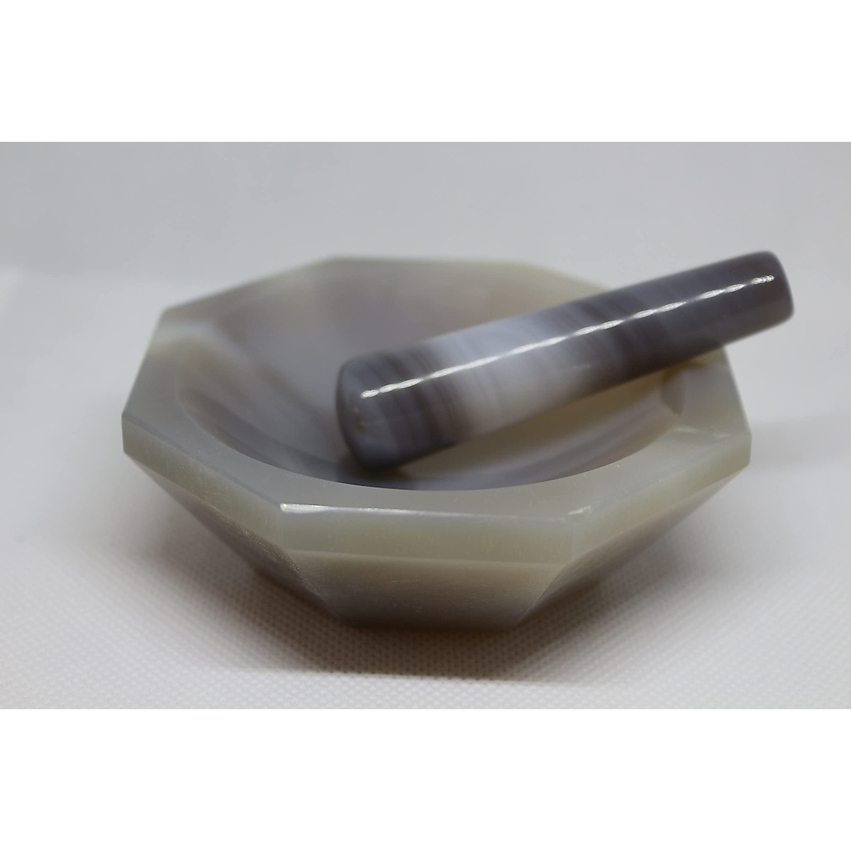 LAB4US Agate Mortar and Handheld Set ID 50mm Natural Agate Grinder for Lab Grinding Polished Brazilian Agate Internal Diameter 50mm, External Diameter 60mm; Depth 12mm; Hardness 7-7.2(50mm)