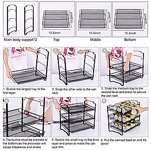 BTideas Can Organizer for Pantry, 3 Tier Stackable Can Rack Organizer, Canned Goods Organizer for Pantry, Holds Upto 36 Cans for Kitchen Cabinet or Pantry