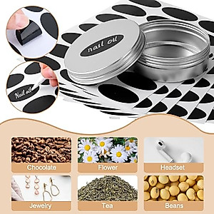 200 Pack Metal Tins Aluminum Containers with Lids Screw Top Round Tin Cans for Cosmetic Lip Balm DIY Salves Candles Wax with 5 Markers 10 Sheets Label Stickers (4 oz, Silver)