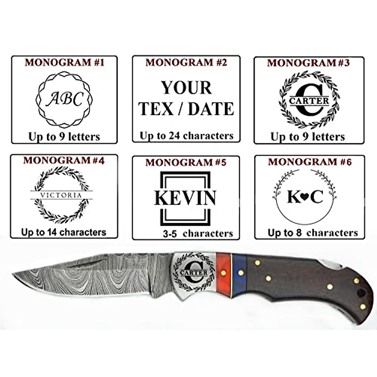 Lara Eagle Personalised Damascus Pocket Knife for Men - 133 Layer Solid Steel Handmade Folding Hunting Knives with Sharpner and Leather Pouch - Best Knife for Camping Hunting Hiking - Father’s Day Gifts for Men Husband Dad