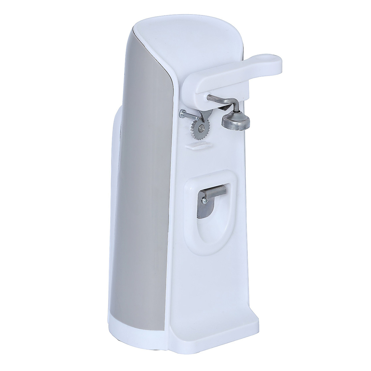 Brentwood J-30W Tall Electric Can Opener with Knife Sharpener & Bottle Opener, White