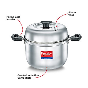 TTK Prestige PRID6 Cooker, 5Plates + 1 Mini Idli Plate, SILVER