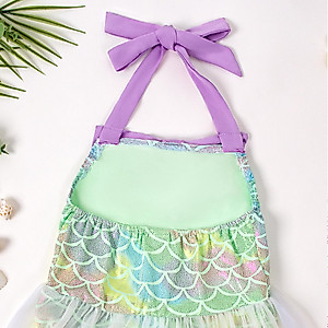 LYSMuch Baby Girl Mermaid One Piece Romper Sunsuit Toddler Sleeveless Dresses Tulle Clothes (Mermaid,18-24 Months