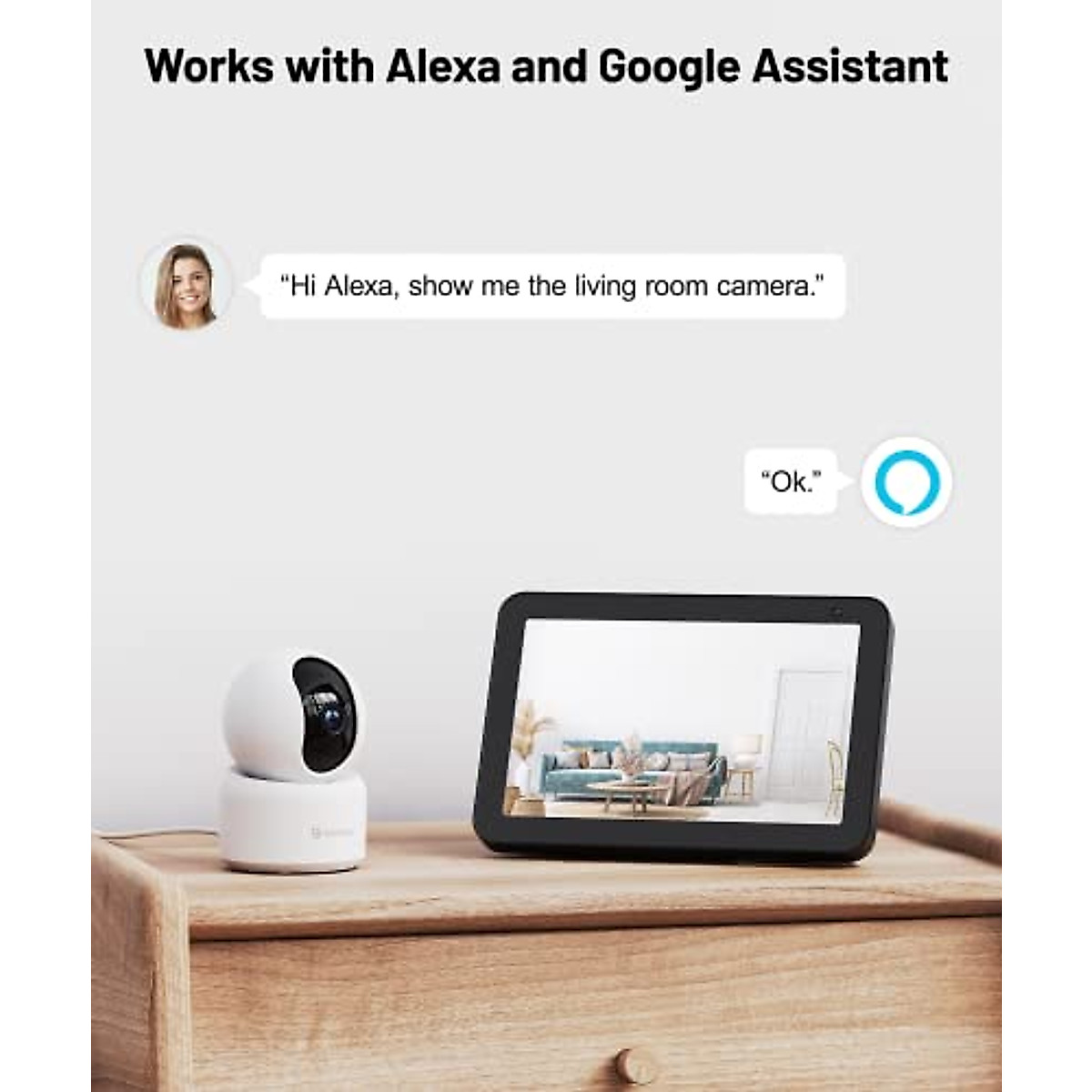 GALAYOU Indoor Security Camera 2K, Pet Camera, 360 Degree WiFi Home Security Camera for Baby/Dog/Elder/Nanny with Night Vision, Siren, 24/7 SD Card Storage, Works with Alexa and Google Assistant