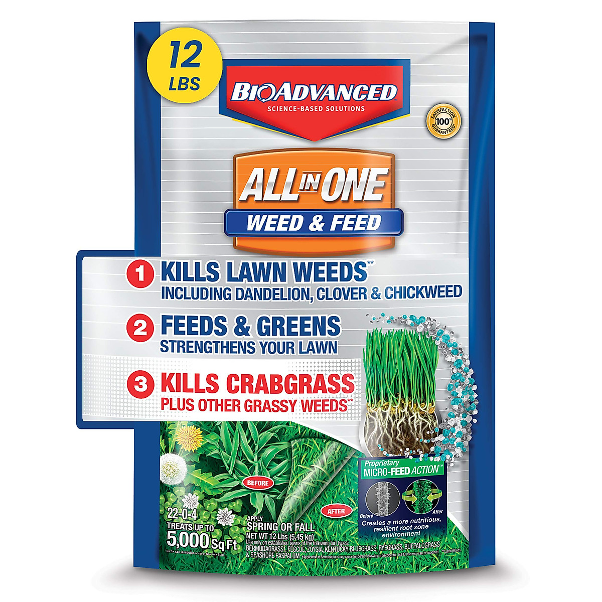 BioAdvanced All-in-One Weed and Feed, Granules, 12 lb