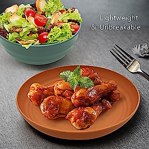 Yemyep Wheat straw Dinnerware sets, Unbreakable Lightweight Bowls and Plates, Reusable, Microwave&Dishwasher Safe, BPA Free, Plastic Salad Bowls and Plates for Kitchen, Soup, Camping (Multi)