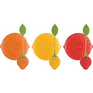 Trudeau Silicone Tea Infuser & Cup Lid Set (Random Colors)