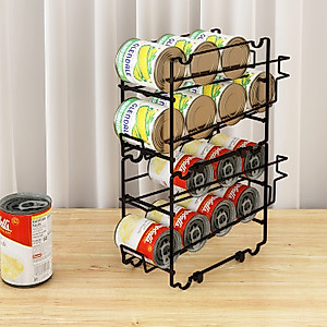 ShellKingdom Stackable Beverage Soda Can Dispenser Organizer Rack, [2 Set] Rolling Beverage Rack, Can Storage Holder for Pantry Refrigerator (Black)