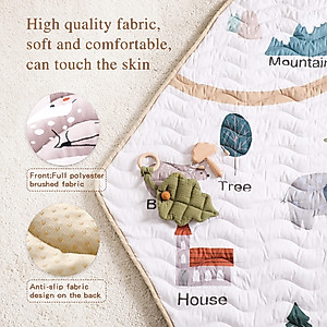 let's make Hexagon Playpen Mat Soft Area Rug | Baby Playmat Fits Regalo Portable Play Yard 48 Inch and hiccapop 53" PlayPod Playpen | Non-Slip Kids Rug with Cute Woodland Animals for Nursery Room