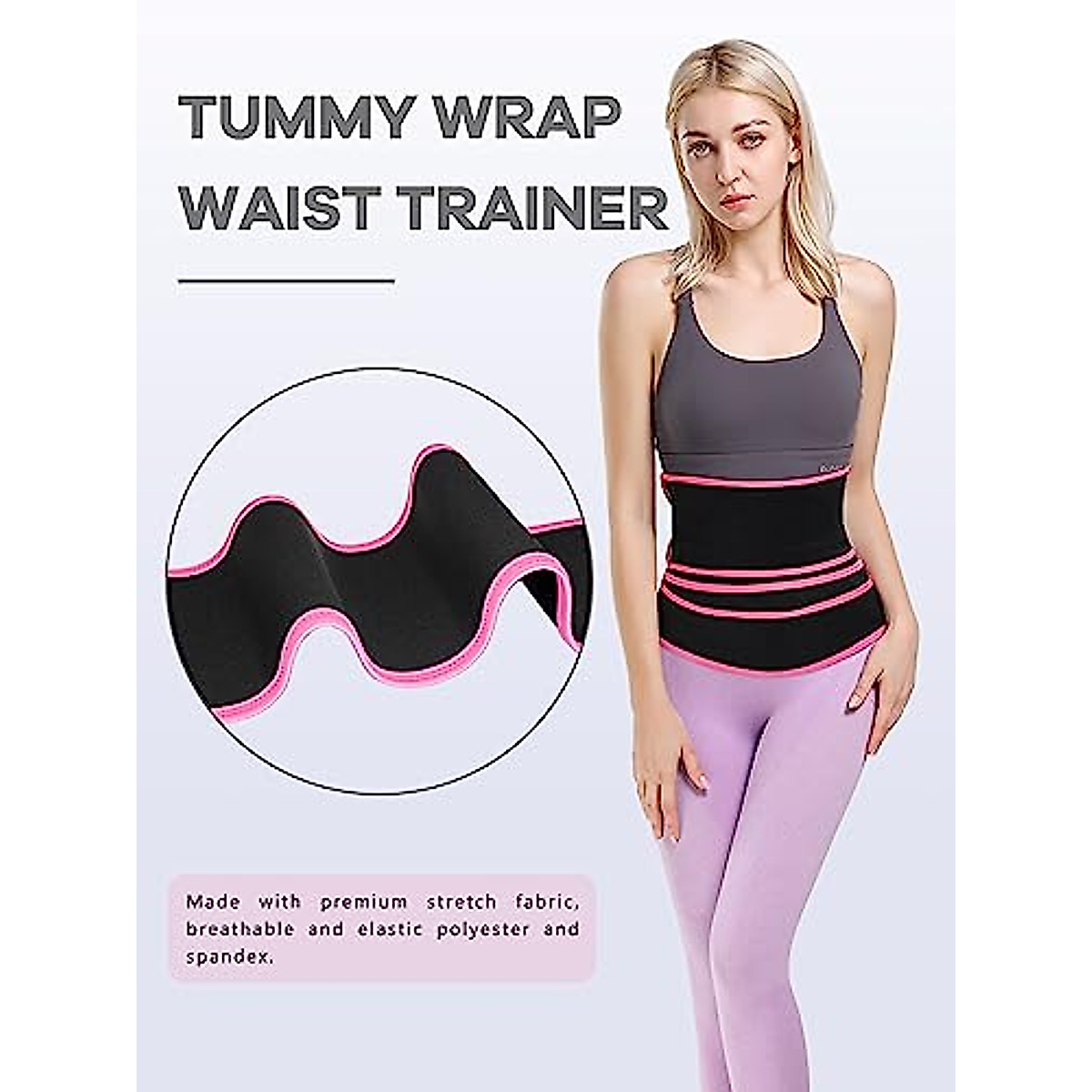 Shineqin Waist Trainer for Women Waist Trimmer Lower Belly Fat Tummy Wrap Belt Plus Size Waist Wraps for Stomach Black