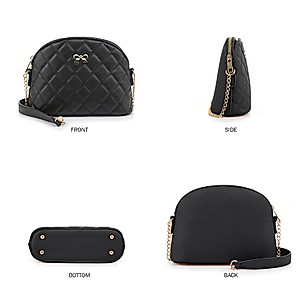 Emperia Small Cute Faux Leather Dome Series Crossbody Bags Shoulder Bag Purse Handbags for Women Alice Quilted Black