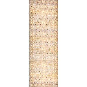 Rofee Living Washable Hallway Runner Rug 2'6"x8,Beige Yellow and Brown Distressed Boho Kitchen Runner, Vintage Non-Slip Non-Shedding Stain Resistant Rugs for Laundry Entrance