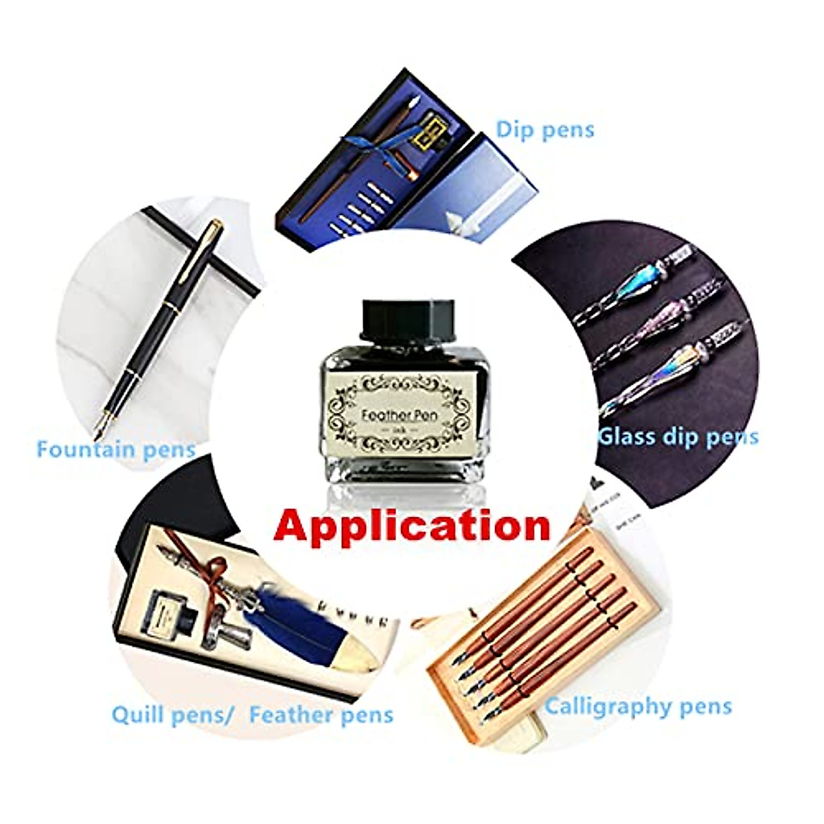 DAWEGAMA Black Calligraphy Ink No Carbon No Blocking Fountain Pen Ink Suitable for Feather Pen Quill Pen Dip Pen Calligraphy Pen Painting Pen 15ml