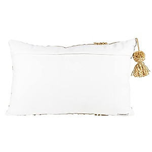 Foreside Home & Garden Tan Pulled Knot 14X22 Hand Woven Filled Outdoor Pillow