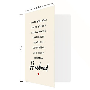 GlightG Sweet Birthday Card Gift for Husband, Romantic Husband Birthday Card from Wife, Thank You Husband Birthday Card, Happy Birthday to My Husband