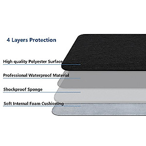 Kogzzen 13-14 Inch Laptop Sleeve with Handle Compatible with MacBook Air 13.3/ MacBook Pro 14 13/ Dell XPS 13/ Surface Laptop 13.5/ iPad Pro 12.9, Waterproof Shockproof Case Bag - Black