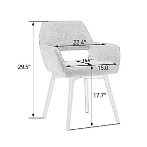 YEEFY Mid Century Modern Dining Chairs Set of 2 & 4 & 6 Comfy Accent Chair Upholstered Kitchen Dining Living Room Chairs for Bedrooms Waiting Room Home Arm Desk Chair No Wheels (Beige, 2)