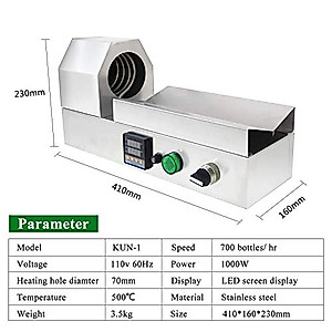 Saladulce Electric PVC Capsule Shrinking Machine SS Wine Bottle Capsule Heat Shrinker Thermostatic Digital Display for 70mm PVC Capsules (110V)