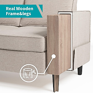 BALUS Sectional Sofa L Shaped Couch with Movable Storage Ottoman/Side Pockets/Modern Sofas/Easy Assembly/Free Combination - Beige