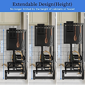 Fixwal Dish Drying Rack 3 Tier Over The Sink Dish Drying Rack for Kitchen Sink Shlef Expandable Height (Black)