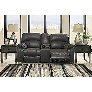 Signature Design by Ashley Dunwell Adjustable Power Reclining Loveseat with USB Charging, Gray