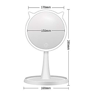 LIMEI-ZEN Makeup Mirror with Light, LED Lighted Vanity Mirror Mirrors Touch Screen Dimming Countertop Cosmetic Mirror USB with Lithium Battery Mirrors