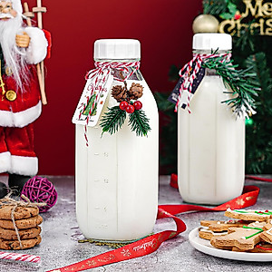 Liter Glass Milk Bottles w 100% Airtight Heavy Duty Screw Lid - 6 Pack 32 Oz Drinking Jars - Food Grade Glass Bottles for Milk, Honey, Jam - Dishwasher Safe(Extra 2 Lids and Stickers Included)