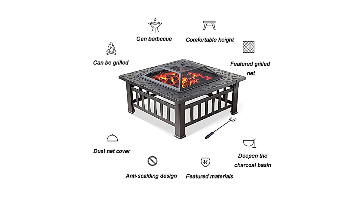 LEAYAN 31-Inch Garden Fire Pit for Outdoor Grilling & Warmth