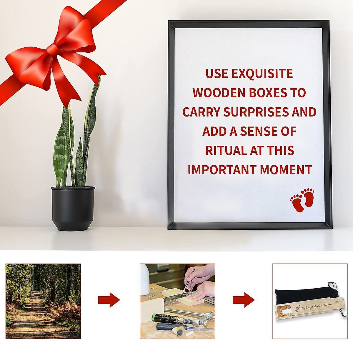 MufHomse Pregnancy Test Keepsake Box Baby Announced Box for Dad Surprise Pregnancy Announcements for Grandparents Baby Keepsake box Pine Wooden Storage Boxes