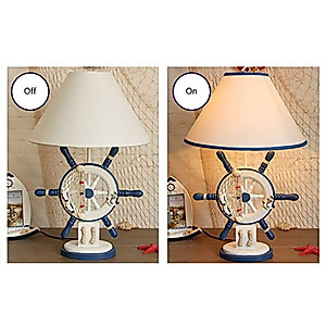 Useful Mediterranean Style Wood Table Lamp LED Eye-caring Modern Bedside Desk Lamps for Bedroom Living Room Writing Reading E27 Bulb Desk lamp (Color : 3)