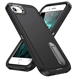 IDweel iPhone SE 2022 Case(3rd Gen),iPhone SE 2020 Case(2rd),iPhone 8/7/6S/6 Case with Stand,Heavy Duty Shockproof Anti-Scratch Protective Hard Case for iPhone SE 2/3nd,iPhone 6S/6/7/8,Black