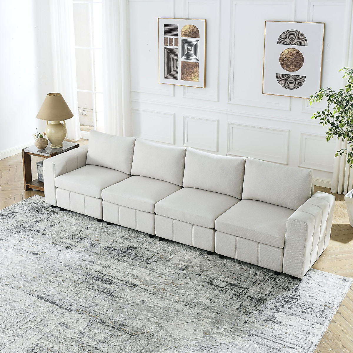 Verfur Convertible Modular Sectional Sofa, 132.25" Free Combination Oversized Couch with Removable Backrest, 4 Seater Upholstered Comfy Corner Sofa&Couches for Living Room Furniture Sets