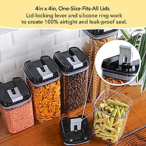 Simply Gourmet Food Storage Containers for Kitchen Organization - Pack of 14 BPA-Free Airtight Organizers for Flour, Sugar, Coffee & More - Includes 32 Labels & 1 Marker.