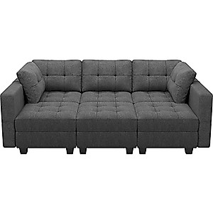 Belffin Convertible Sectional Sleeper Sofa Bed Modular Sofa Sleeper Couch Set with Storage Seat Modular Sectional Couch Bed Dark Grey