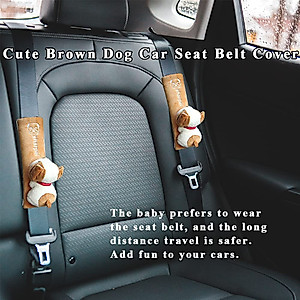 2 Pack Car Seat Belt Cover Adjuster for Kids with Plush Dog Kids, Car Seat Belt Pads, Soft Shoulder Pad, Neck Cushion Protector, Seatbelt Cushion for Soft Auto Shoulder Strap Cushion