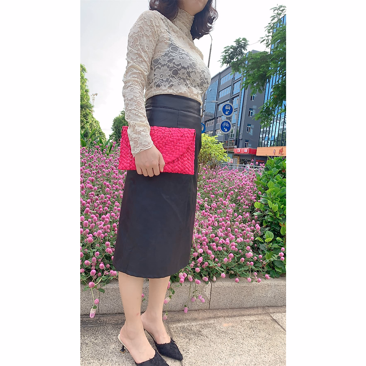 alilove Straw Clutch Bags for Women Summer Evening Handbags Bride Wedding Purse Vacation Beach Clutch Handmade Woven Envelope Wallet