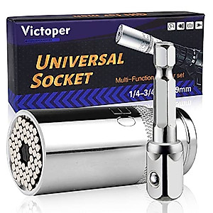 Super Socket for Men as Valentine's Day Gift, Universal Socket Wrench with Multi-Function Power Drill Adapter, Universal Socket Set, Thanksgiving Christmas Gift for Men Husband Dad Boyfriend(7-19mm)