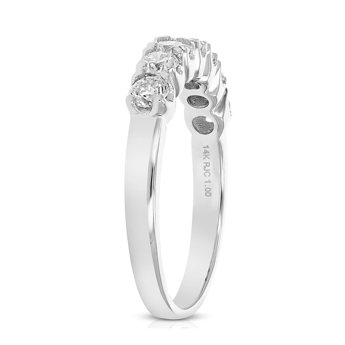 Vir Jewels 1 cttw Diamond Wedding Band 14K White Gold 7 Stones Prong Set Round Bridal Ring Size 7