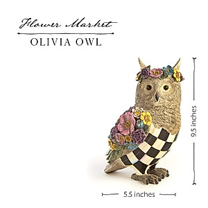 MACKENZIE-CHILDS Flower Market Olivia Owl, Decorative Owl Figurine, Unique Home Accents