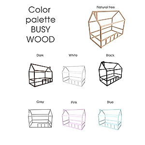 BUSYWOOD Montessori Twin House Bed - Toddler Floor Bed Frame - Kids Furniture - Indoor Playroom - Floor Bed House - Montessori Bed for Toddlers (Model 2, Grey, Floor Bed)