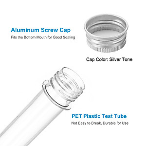 PATIKIL 50ml Test Tubes Set, 24pcs 5.5x1" Plastic Clear Round Bottom Test Tube Containers with Labels for Bead Party Candy Bath Salt Storage Plant Propagation, Silver Cap